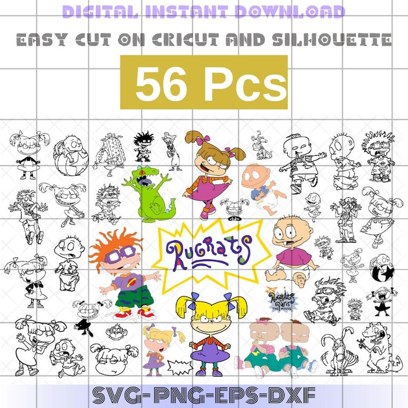 56 Pcs Cute Rugrats Svg Bundle, Rugrats Logo Svg, Svg for Cricut ...