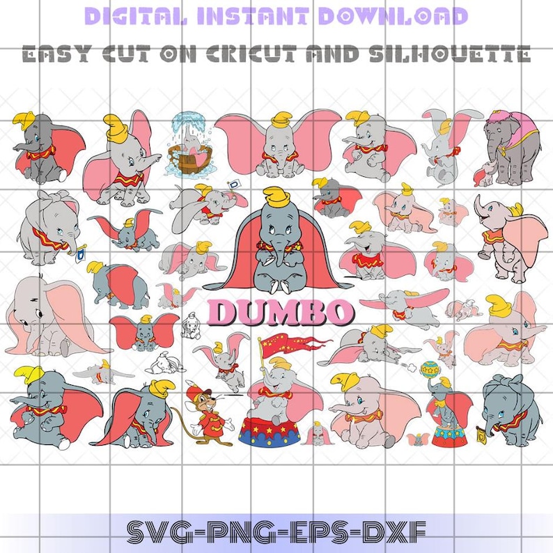 Dumbo Svg Bundle, Elephant Cut Files, Anna Svg, Dumbo Vector Designs ...