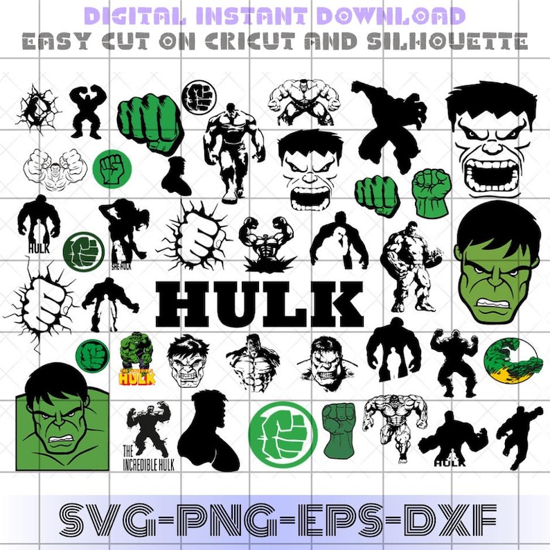 Superhero Hulk Svg Bundle, Superheroes Cut Files, Printable Vector ...