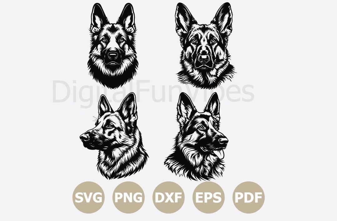 German Shepherd SVG Bundle: Dog Breed Vector Graphics (digital Download ...