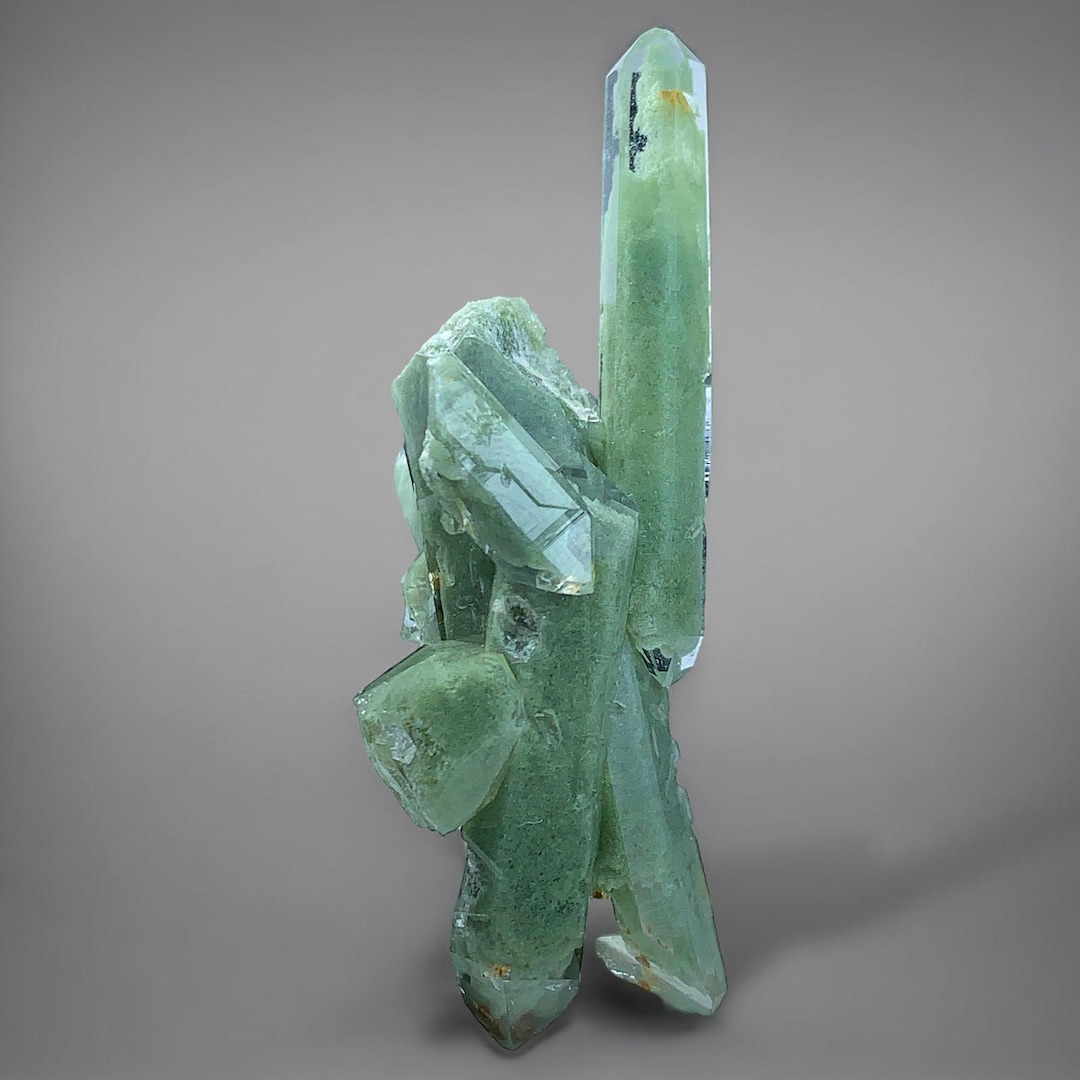 Chlorite Phantom Quartz Crystal Cluster: Raw Green Garden Quartz (12g ...