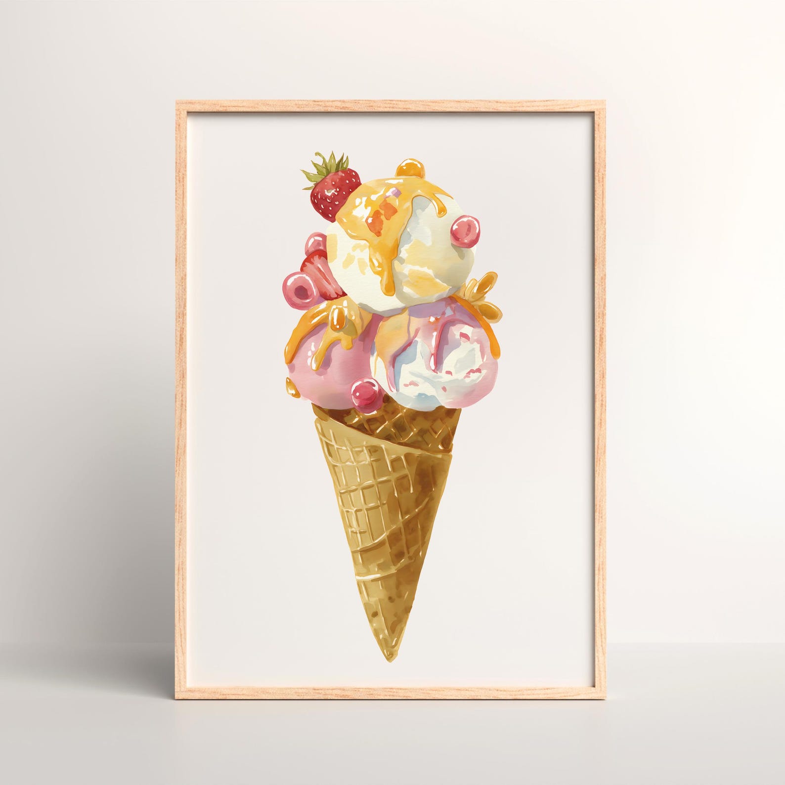 Watercolor Ice Cream Clipart: Summer Sweets Pngs for Stickers, Summer ...