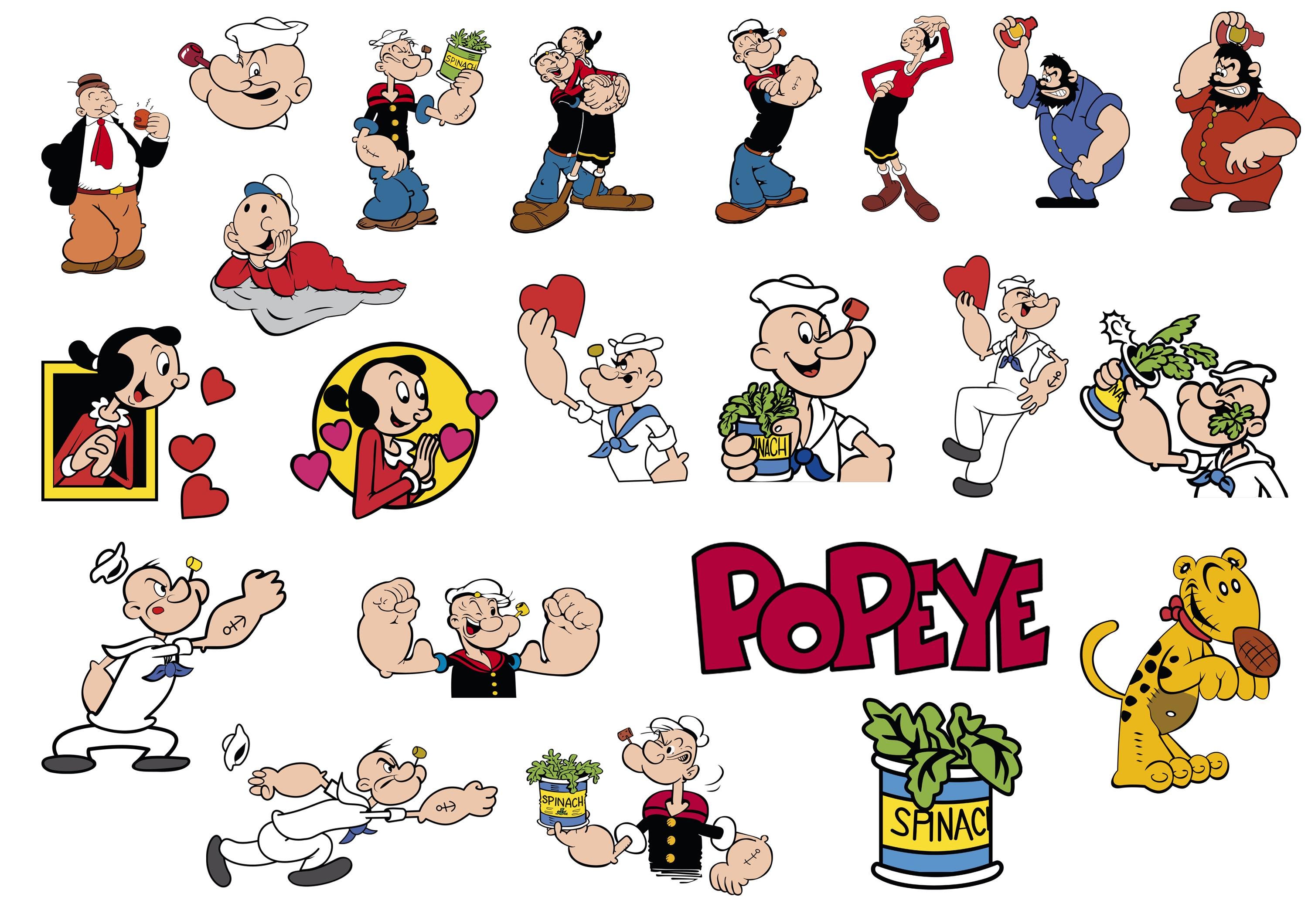 Popeye Clipart Bundle: SVG, PNG, DXF Files (digital Download) - Etsy