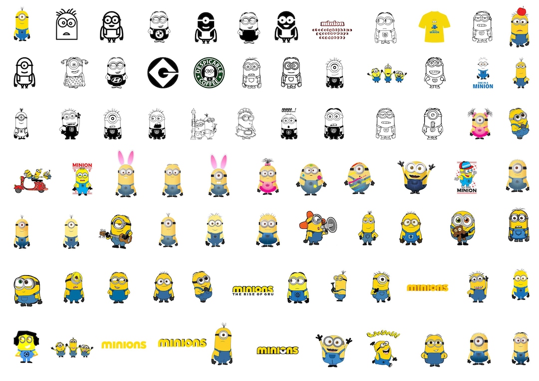 Minions SVG PNG Bundle: Cartoon Designs (digital Download) - Etsy