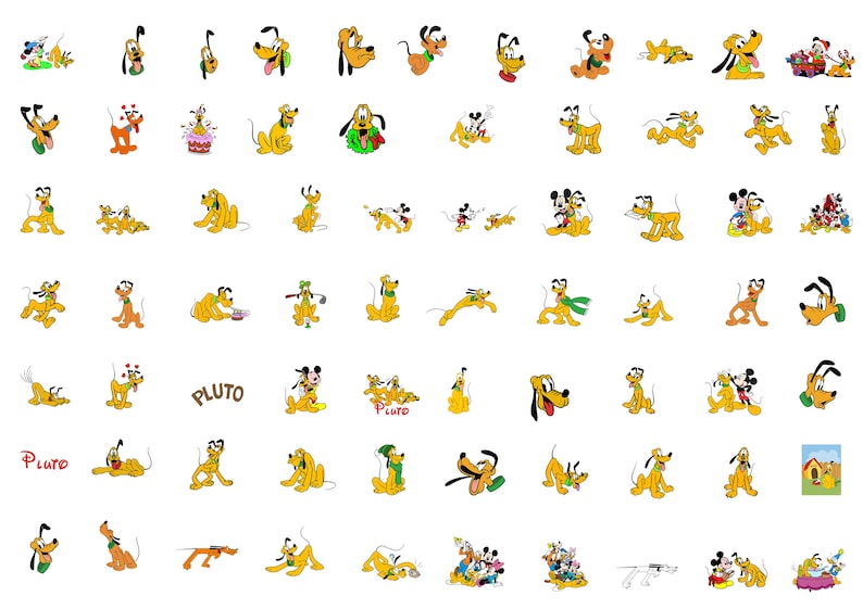 Pluto Cartoon Graphics Bundle (svg, Png, Eps, Dxf) (digital Download ...