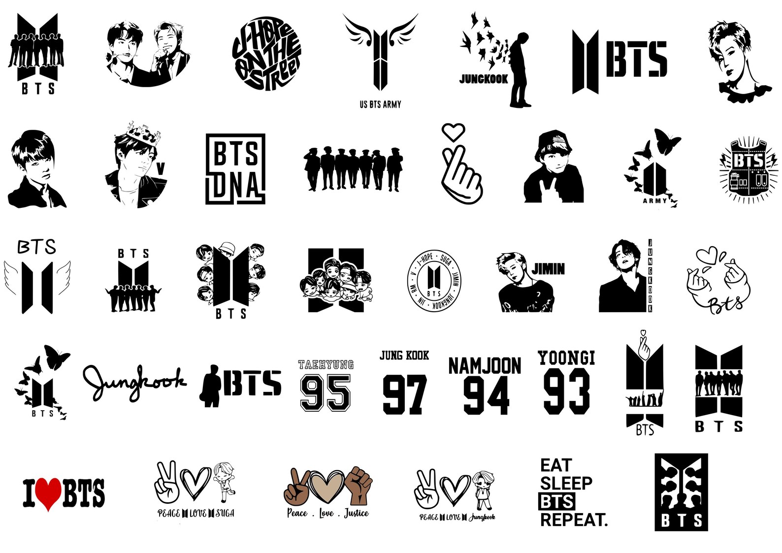 K-pop BTS SVG PNG Bundle: Sublimation Designs (digital Download) - Etsy
