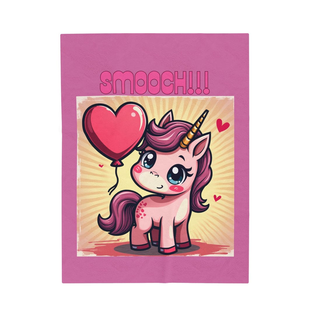 Cute Unicorn Smooch Velveteen Plush Blanket, Cozy Gift for Kids ...