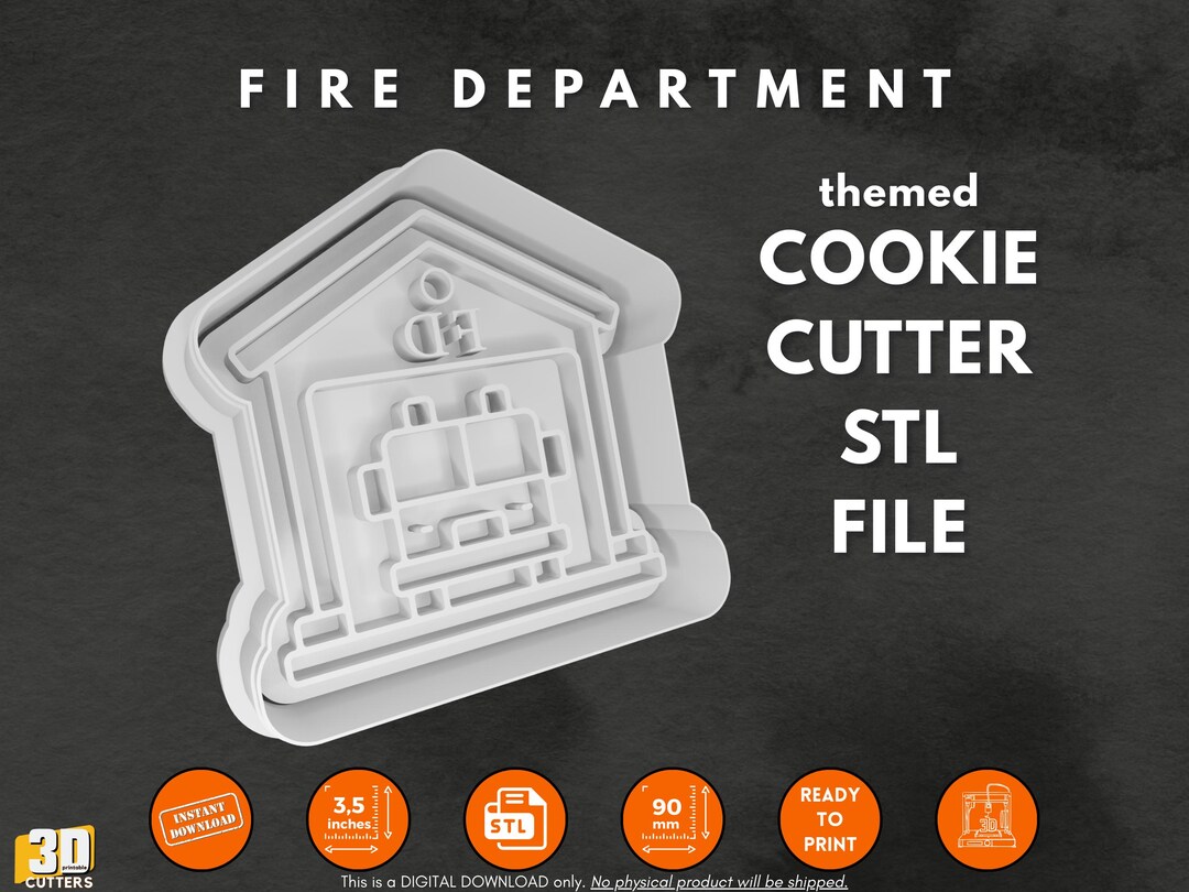 Fire Department Cookie Cutter STL File, Fire Station 3D Printable Stamp ...