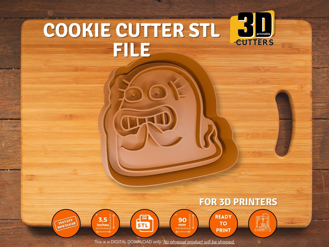 Cute Monster Angry Face Cookie Cutter Stl, Funny Expression Cookie ...