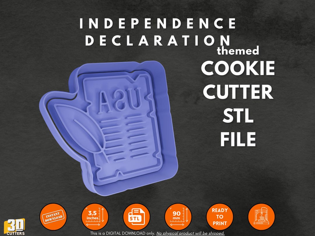 Independence Declaration Cookie Cutter Stl, Patriotic USA Themed Stamp Stl File, 4th of July ...