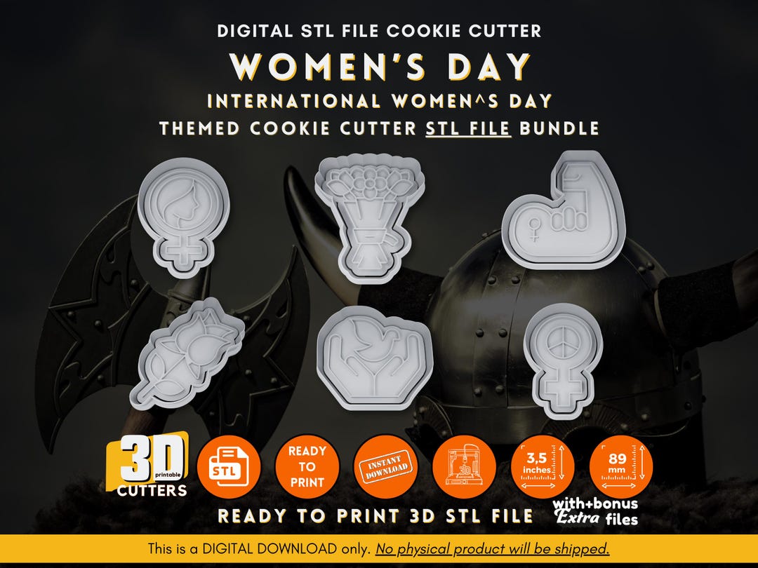 Women's Day Cookie Cutter STL | 3D STL File Digital Download | Mother's ...