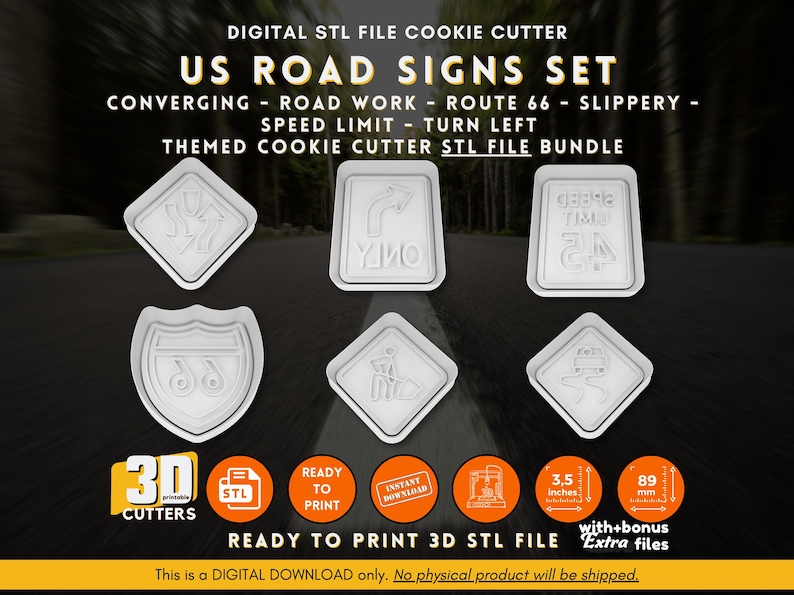 US Road Signs Cookie Cutter Stl, Route 66 Road Work Speed Limit ...