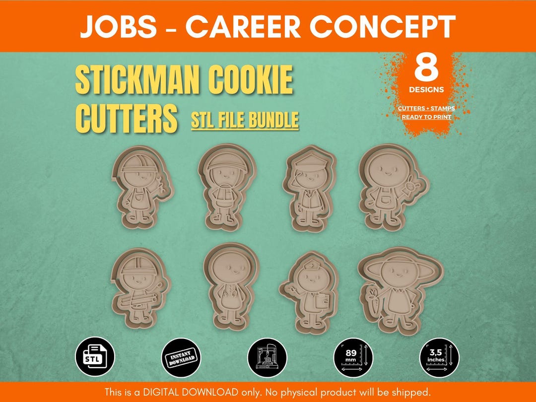 Stickman Jobs Cookie Cutter STL File Set: Career Baking (digital ...