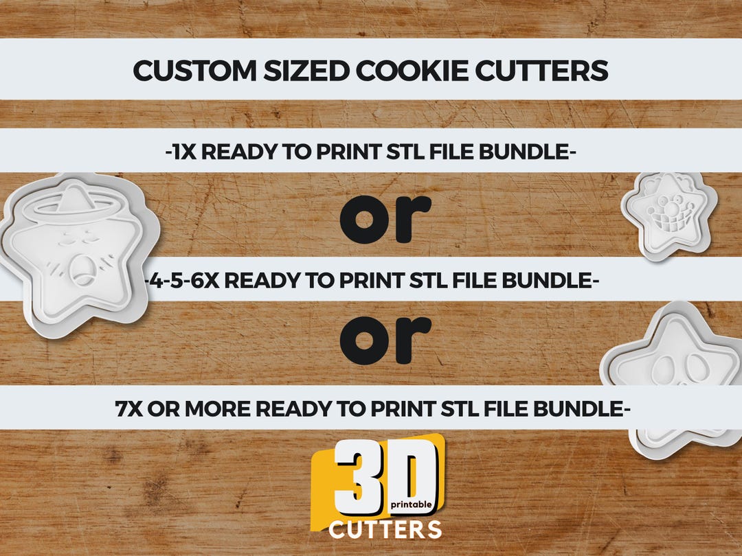 Custom Size Cookie Cutter STL File: 3D Printable Cutter & Stamp - Etsy
