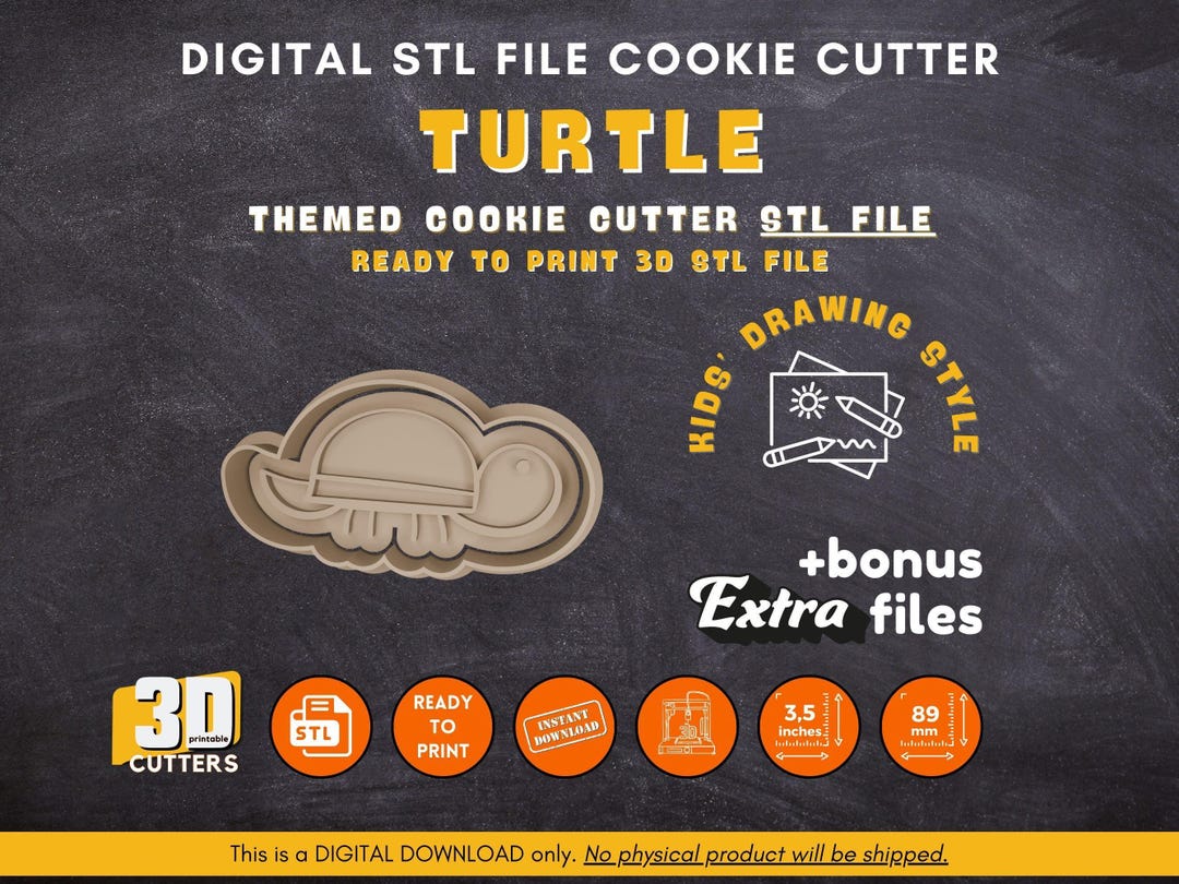 Turtle STL Cookie Cutter, 3D Printable Digital File, Sea Life Cookie ...