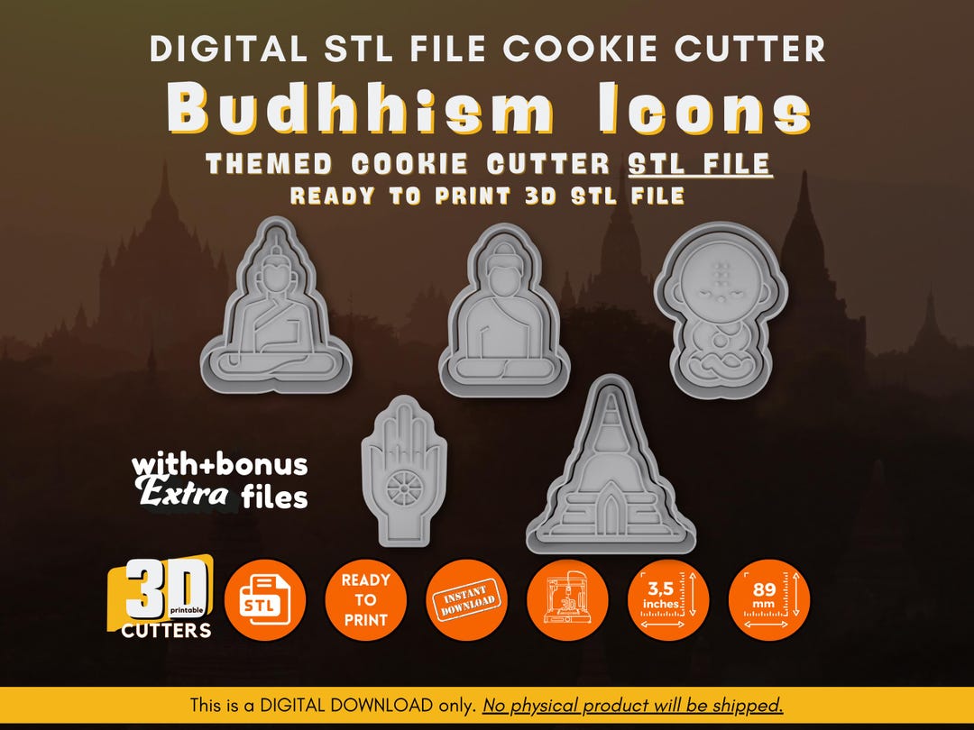 Buddhism Cookie Cutter STL Files, 3D Printable Buddha Temple Cutters ...