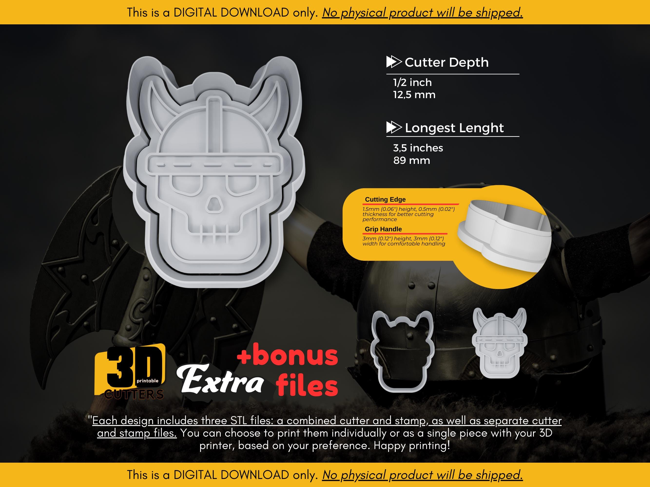 Viking Cookie Cutter STL Files, 3D Printable Viking Axe, Hammer, Ship ...