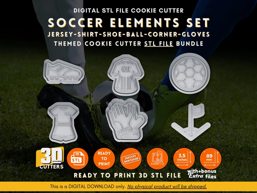 Soccer Cookie Cutter STL File Set: Jersey, Shoe, Ball (digital Download ...
