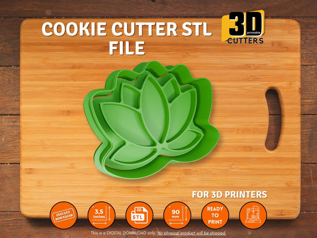 Lotus Flower Cookie Cutter Stl, Zen Stamp Cookie Stl File, 3D Printable ...