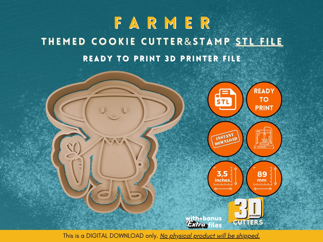 Farmer Cookie Cutter STL: Garden Theme Baking (digital Download) - Etsy