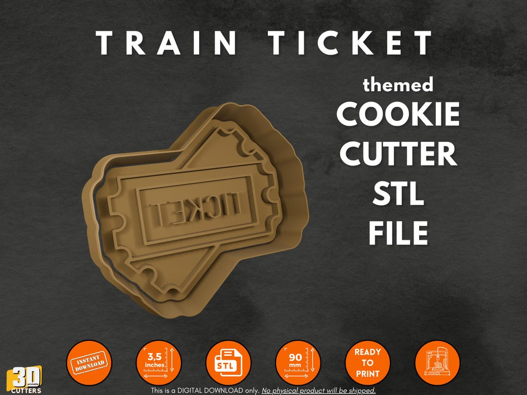 Train Ticket Cookie Cutter STL: Vintage Style Stamp (digital Download ...