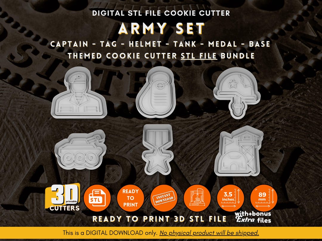 Army Soldier Cookie Cutter STL, 3D Printed Military Cutter – Perfect ...