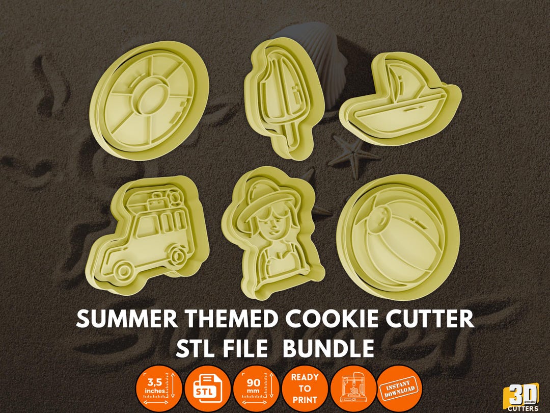 Summer Vacation Cookie Cutter Stl Bundle, Popsicle Sail Hat Girl Jeep ...