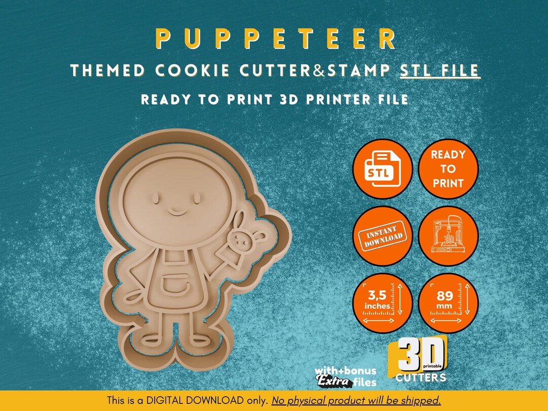 Puppeteer Cookie Cutter STL, 3D Print File Puppet Show Character ...