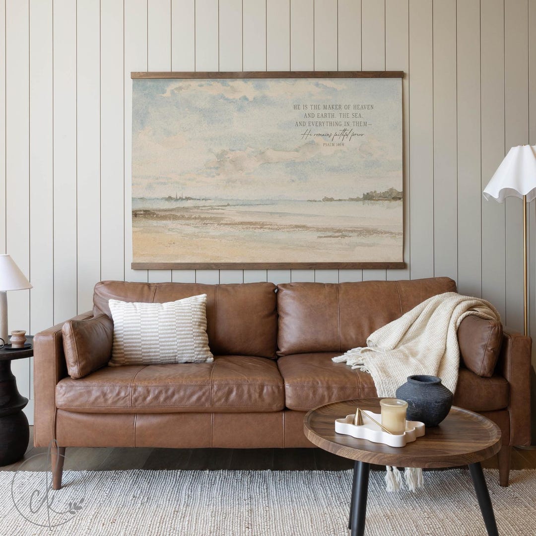 Extra Large Beach Wall Art Tapestry | Neutral Coastal Landscape Canvas ...