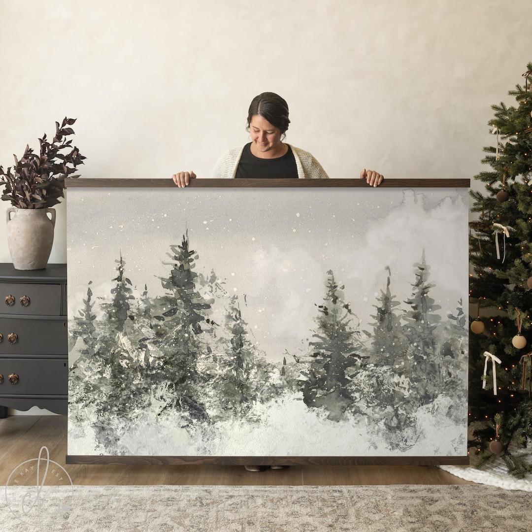 Christmas Tree Canvas Print | Snowy Winter Forest, Holiday Wall Decor ...