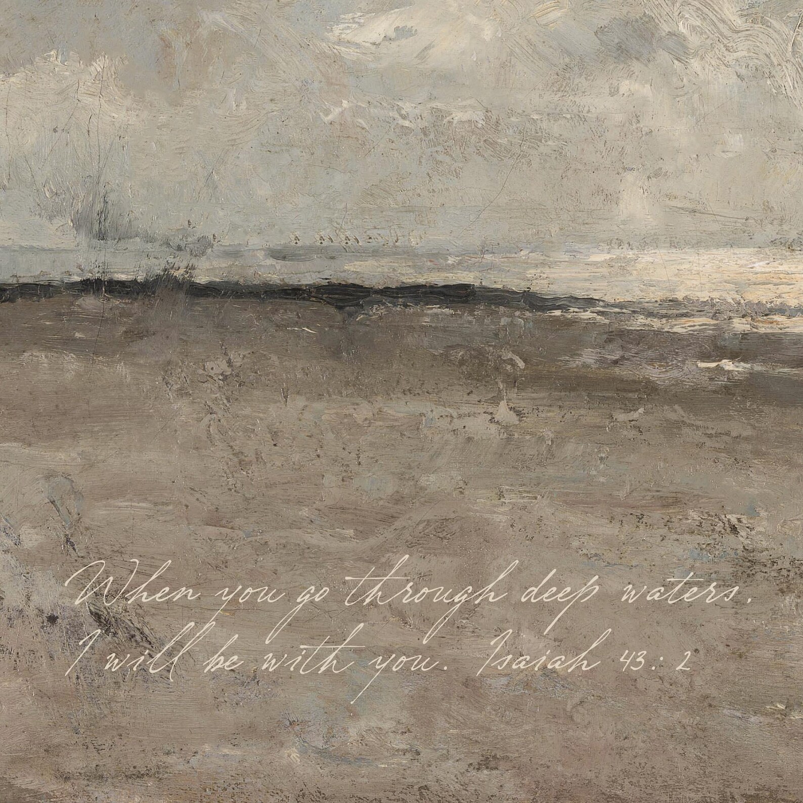 Ocean Landscape Wall Art | Large Coastal Canvas With Isaiah 43:2 ...