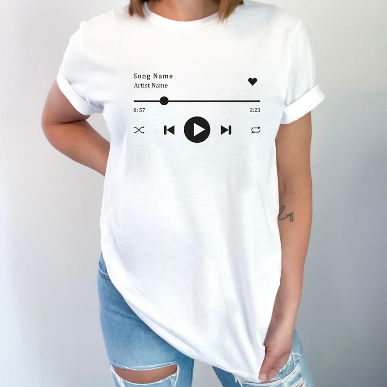 Custom Song T-shirt Spotify Music Player, Personalized Lyrics Tee ...