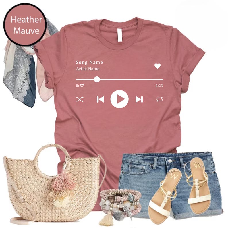 Custom Song T-shirt Spotify Music Player, Personalized Lyrics Tee ...