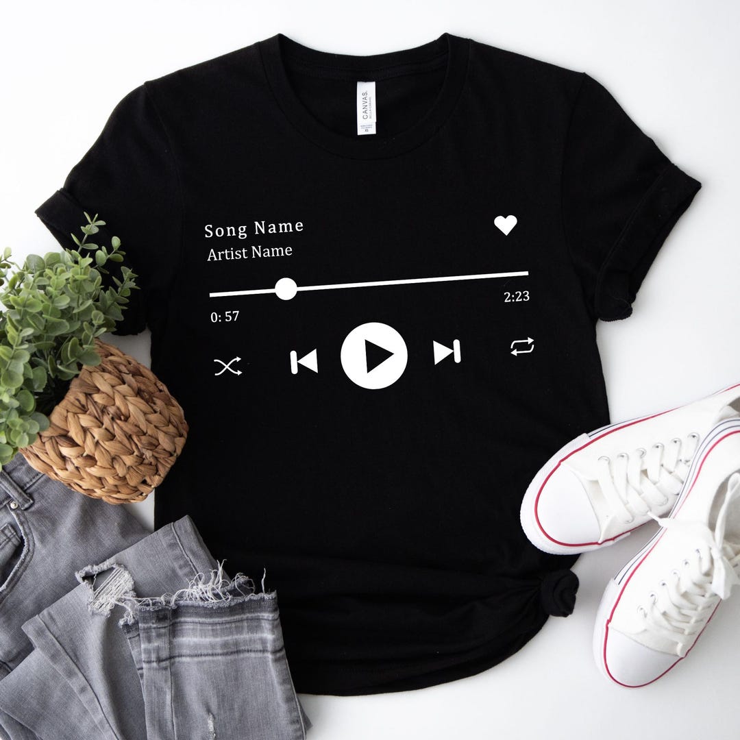 Custom Song T-shirt Spotify Music Player, Personalized Lyrics Tee ...