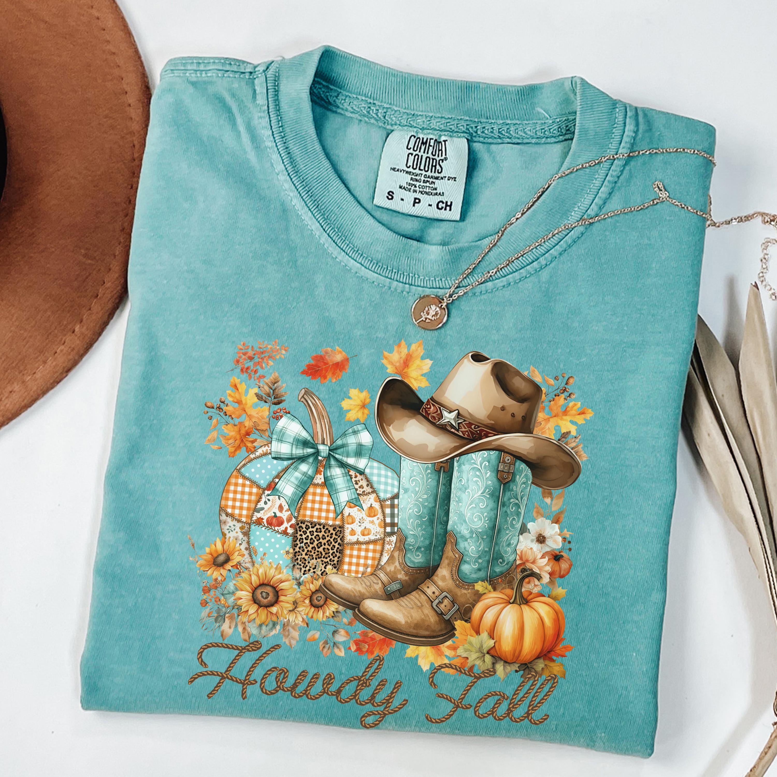 Comfort Colors Howdy Fall Western Pumpkin Boots T-shirt, Cowgirl Boots ...