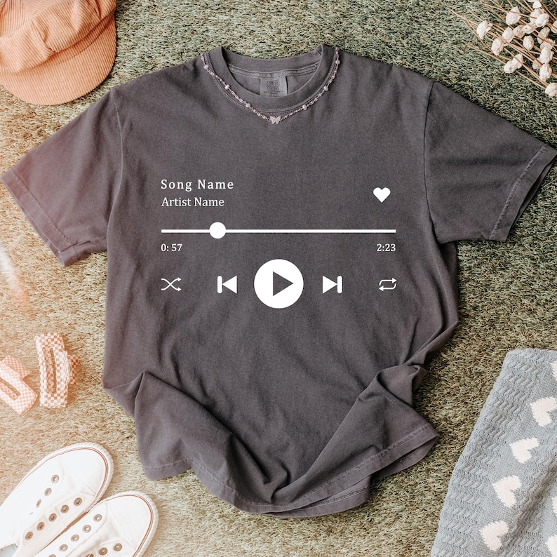 Custom Song T-shirt Spotify Music Player, Personalized Lyrics Tee ...