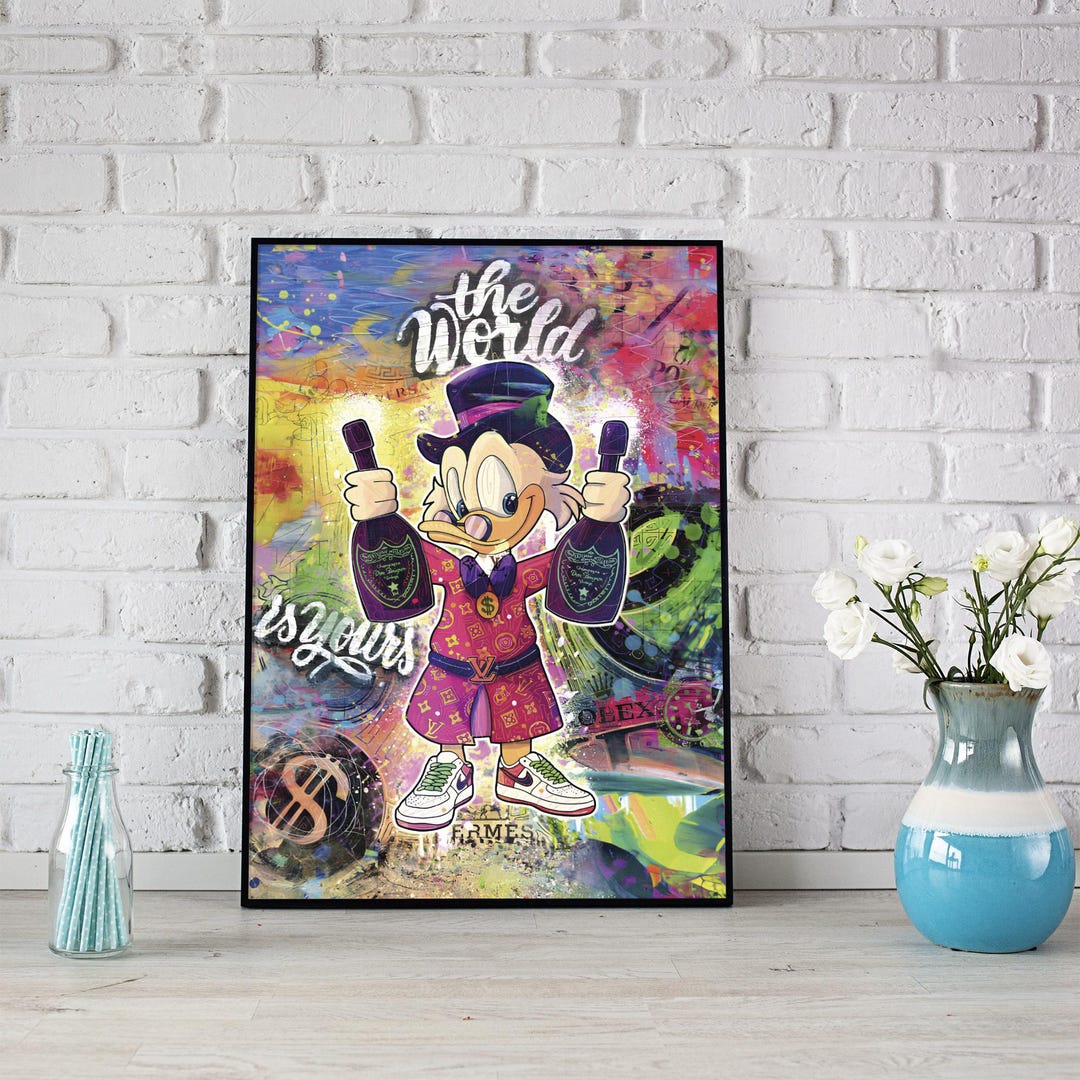 Donald Duck Canvas: Alec Monopoly Style Wall Art Print, Champagne Art ...