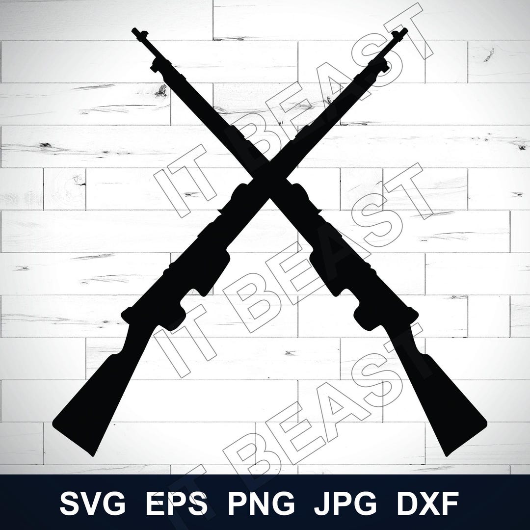 Crossed World War 2 Ww2 Rifle Svg Sniper Svg Logo Template Svg,dxf ,jpg ...