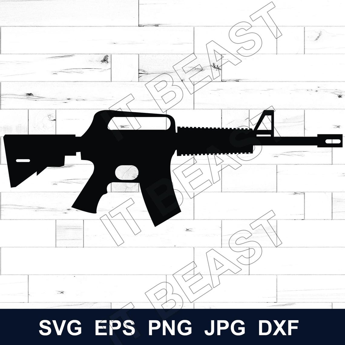 M16 Rifle Svg Gun Template Automatic Machine Gun Svg , Dxf , Jpg , Png ...