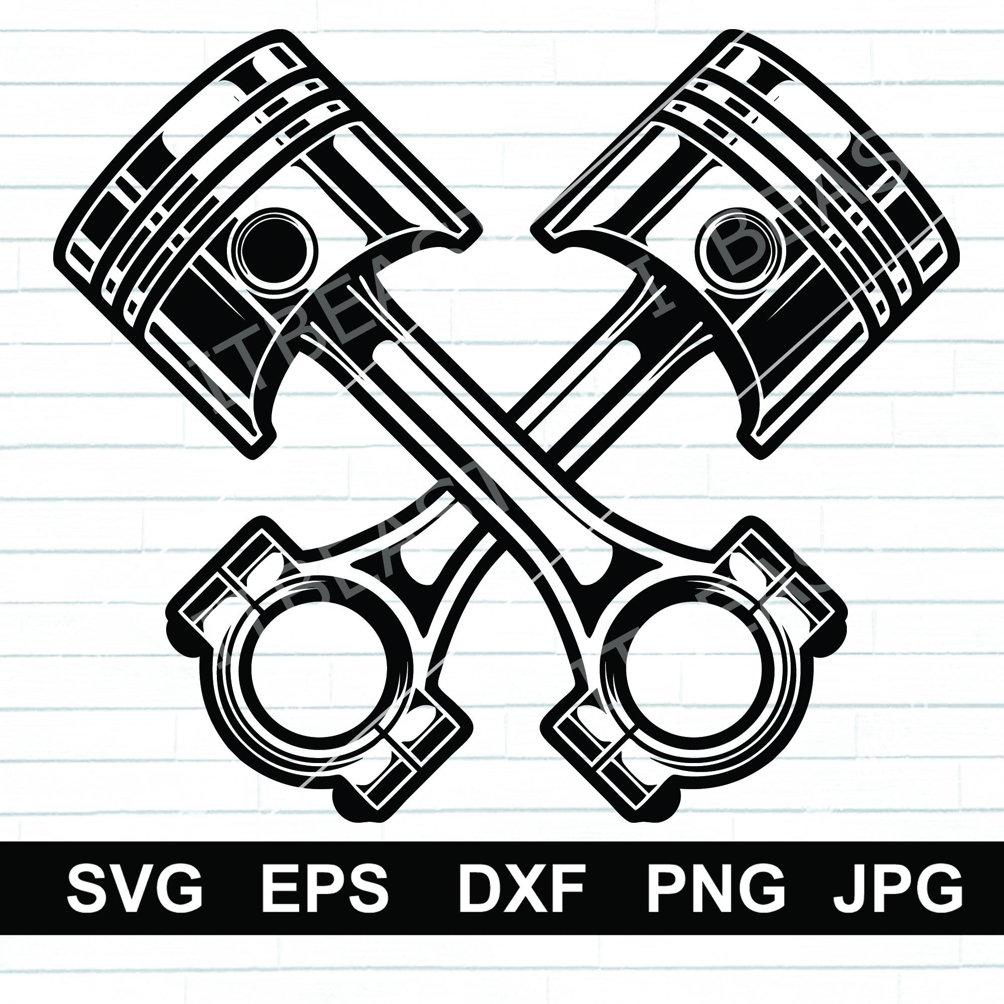 Crossed Engine Piston SVG Mechanic Piston Vector Svg , Dxf , Jpg , Png ...