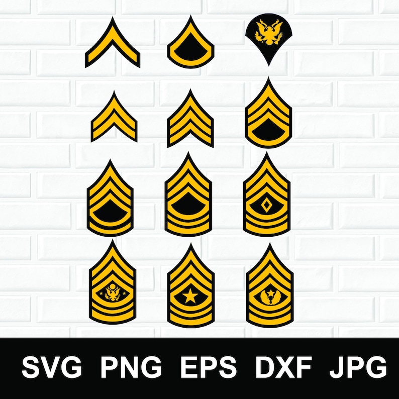 Us Army Ranks Svg, USMC Army Ranks Svg, Enlisted Ranks Svg, Us Ranks Sv ...