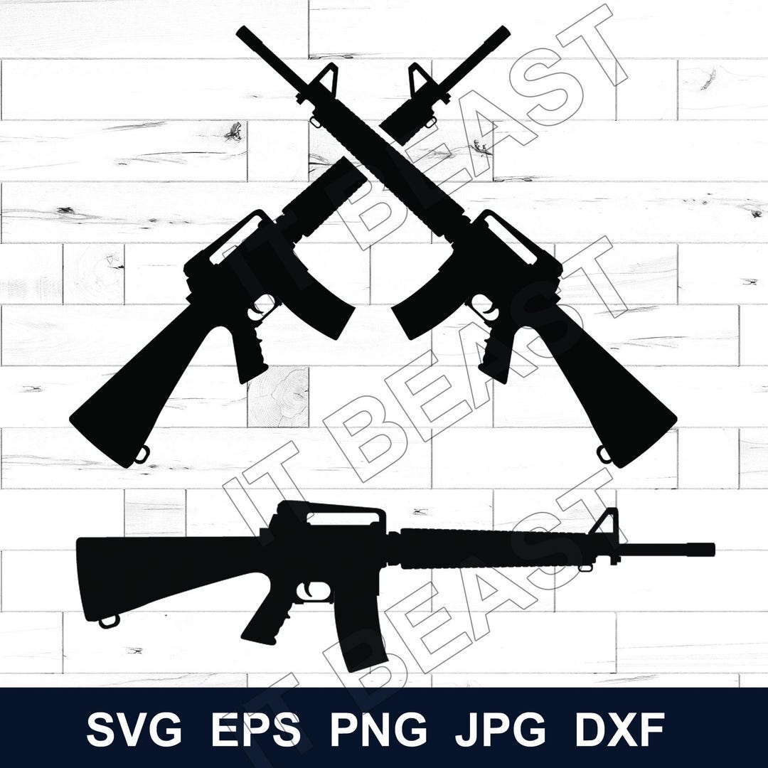 M16 Rifle Gun Template Automatic Machine Gun Svg , Dxf , Jpg , Png ...