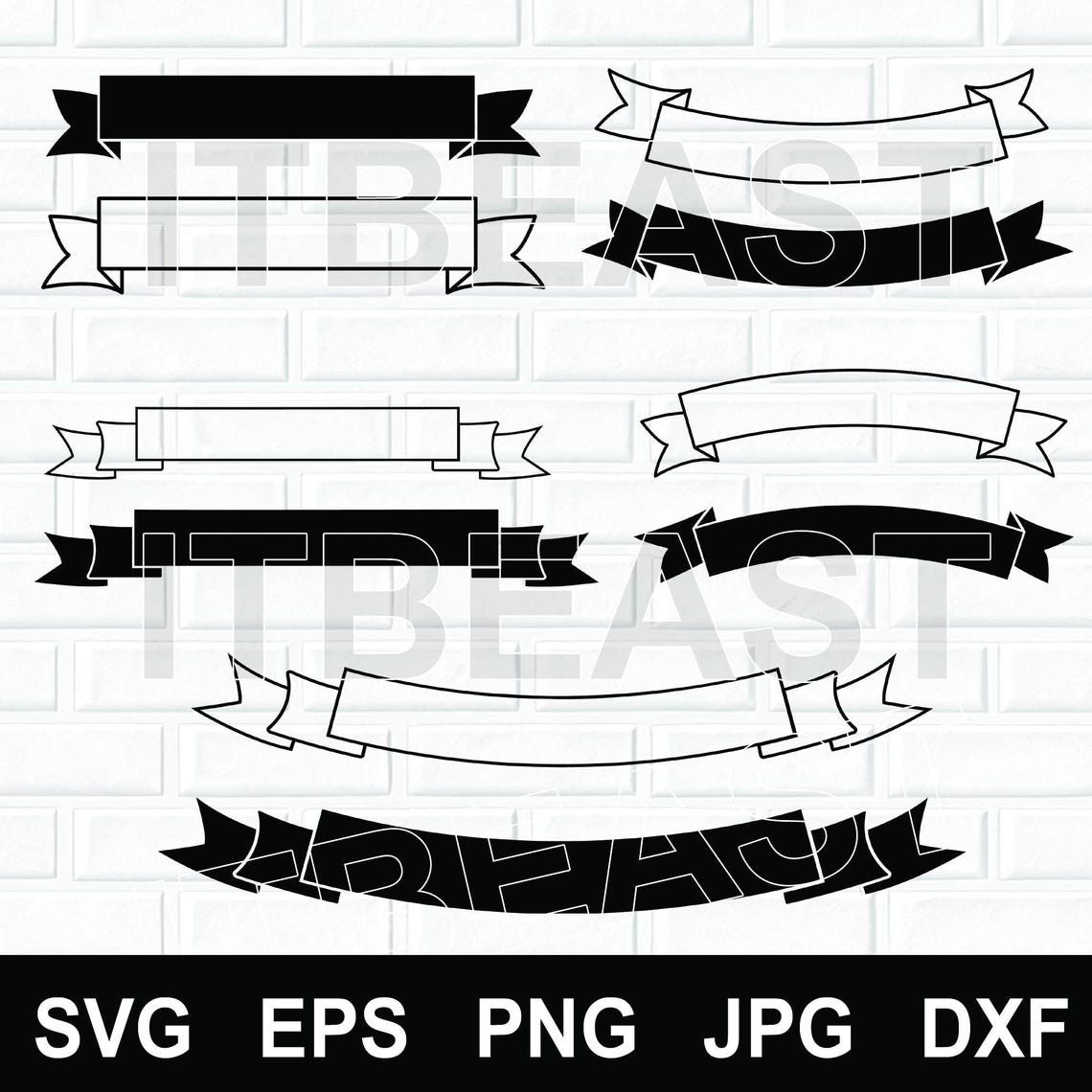 Ribbon Banner SVG Bundle, Label, Scroll, Header Cut Files (digital ...