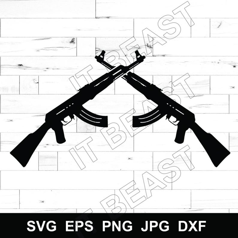 Ak47 Rifle Machine Gun Kalashnikov Svg ,dxf , Jpg , Png , Eps Cut File ...