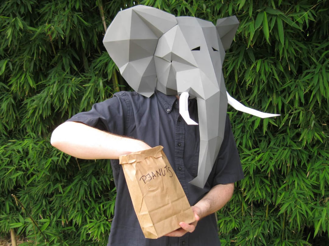 Elephant Mask - Build Yours With Just Paper and Glue! | Animal Mask ...