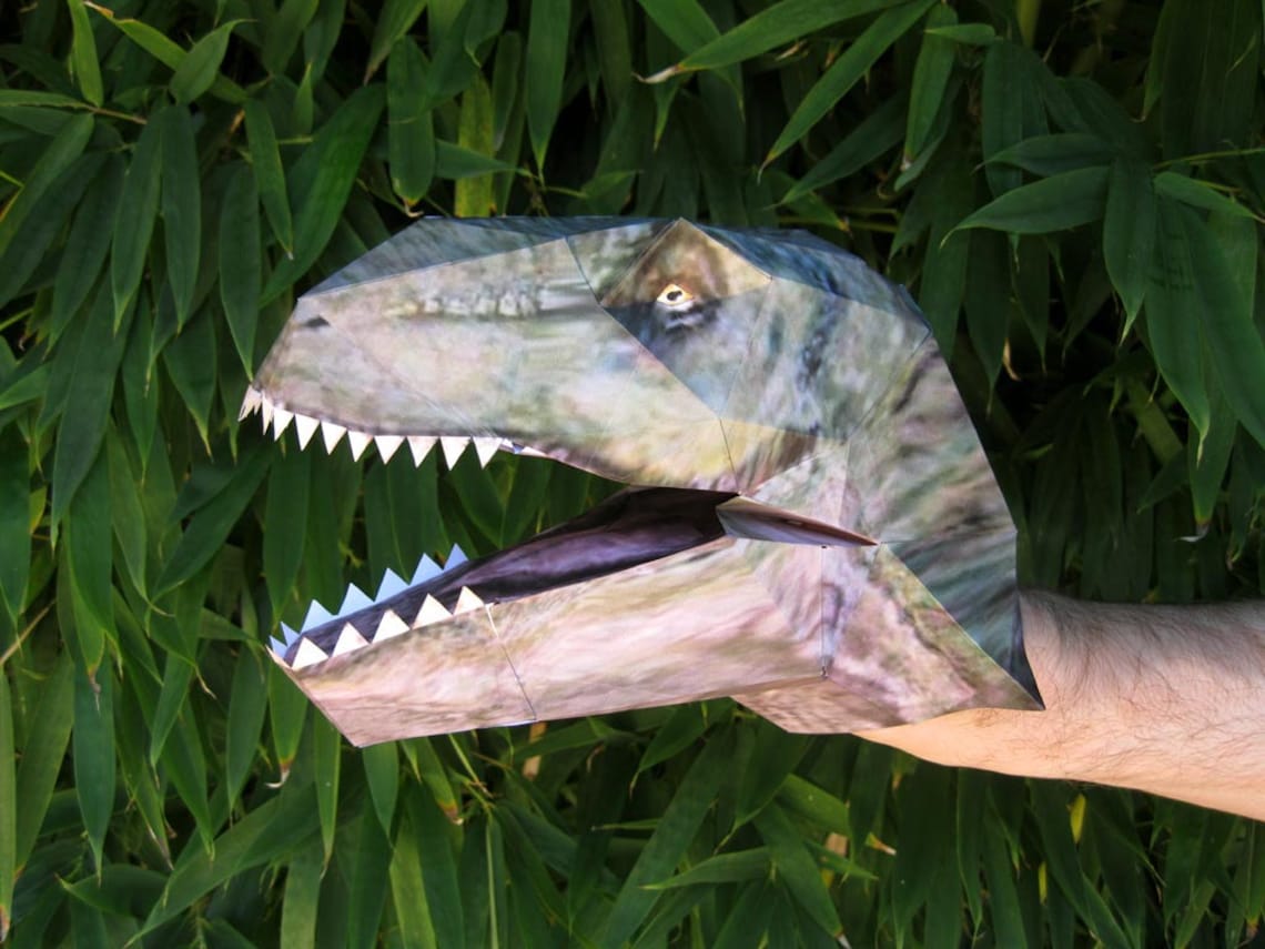 T-rex Paper Puppet – DIY Kids Craft Project (PDF Template) - Etsy