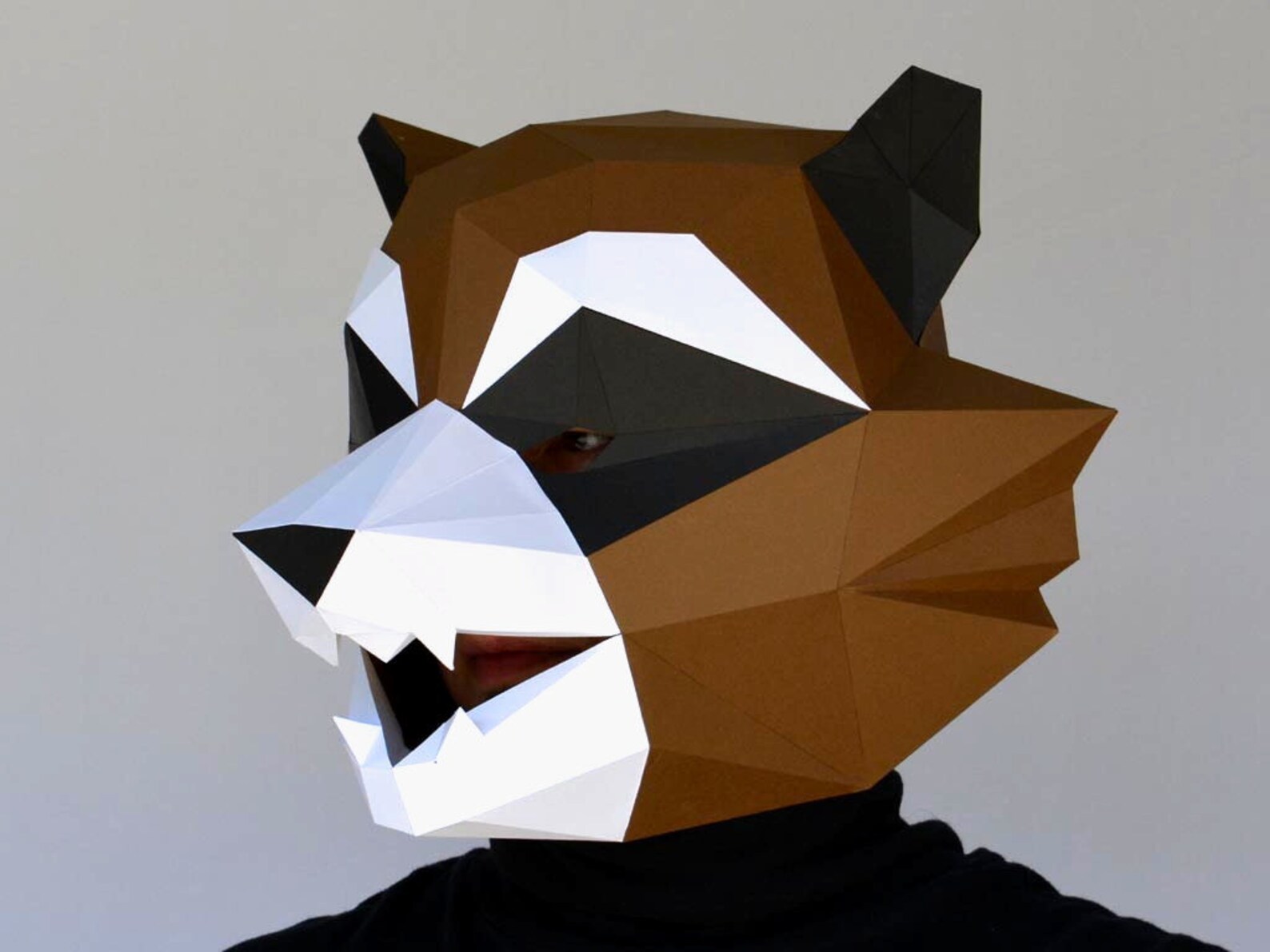 Animal Mask: Make Your Own 3D Low Poly Raccoon Mask With This | Etsy