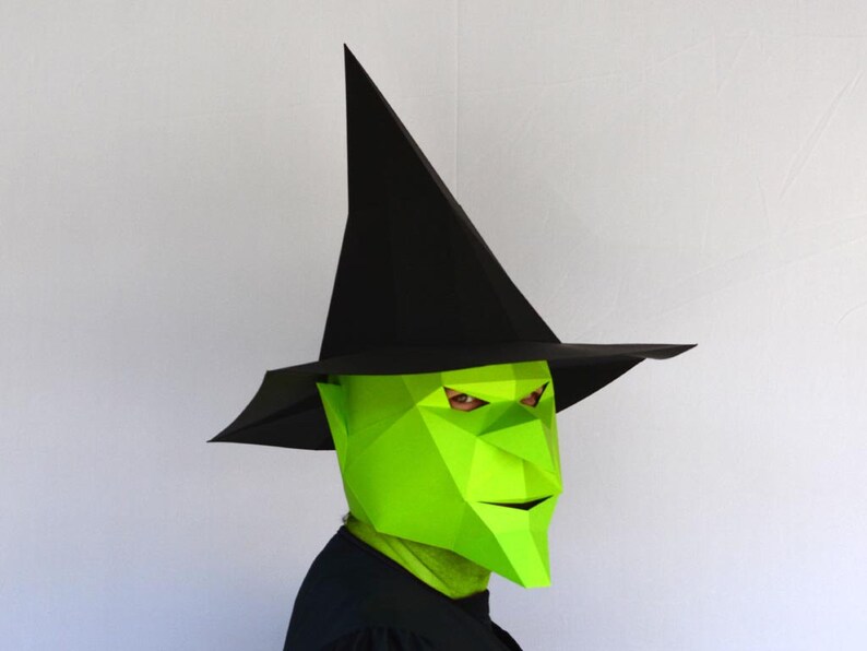 Witch Mask Low Poly Mask Pattern Uses Just Paper and Glue - Etsy