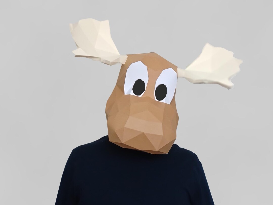 Moose Mask Papercraft Pattern Build A Moose Mask With This Pdf Template Using Just Paper And