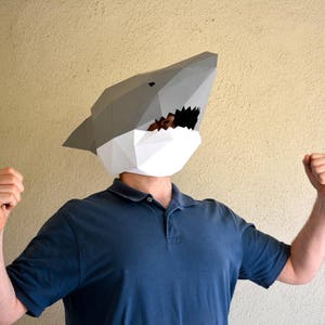 Shark Mask - Papercraft Template | Baby Shark Animal Mask Halloween ...